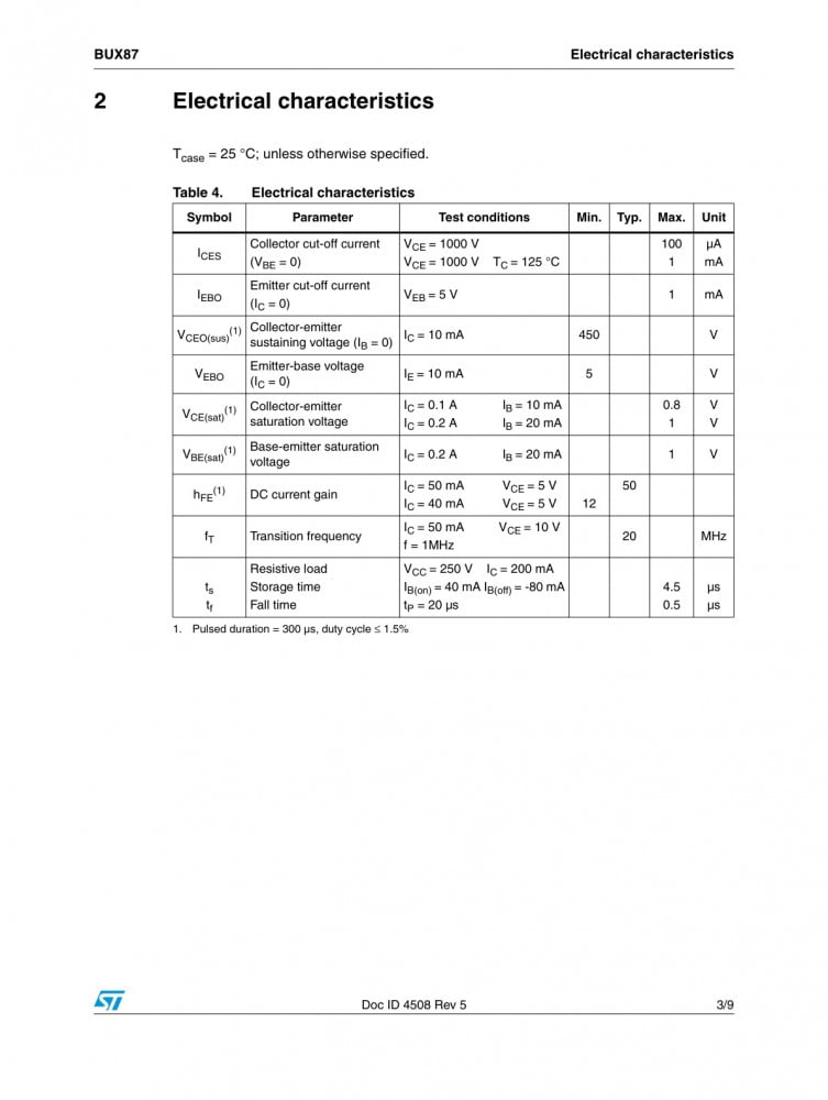 BUX87 datasheet page 3
