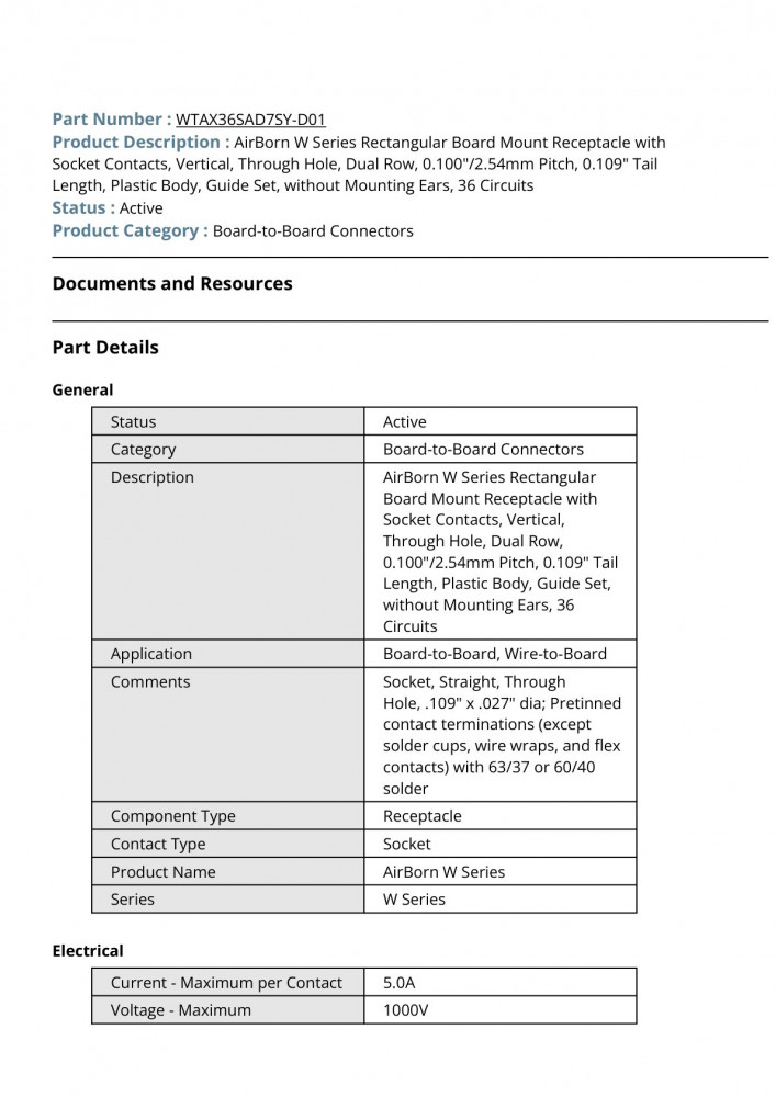 WTAX36SAD7SY-D01 technical document image, page 1