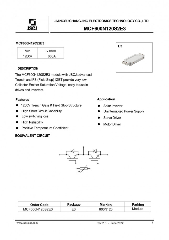 MCF600N120S2E3 datasheet page 1