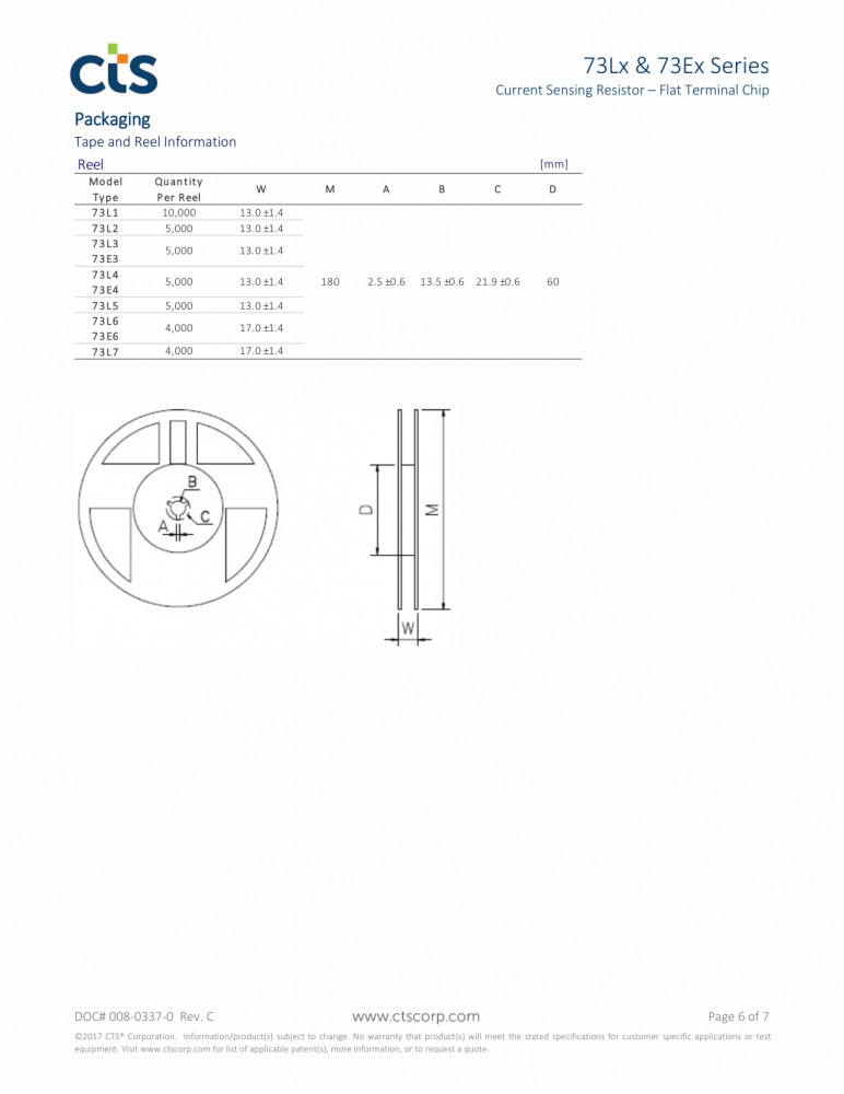 CTS 73Lx and 73Ex Series datasheet page 6