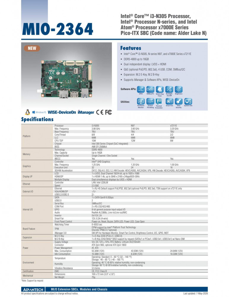 MIO-2364 technical document page 1
