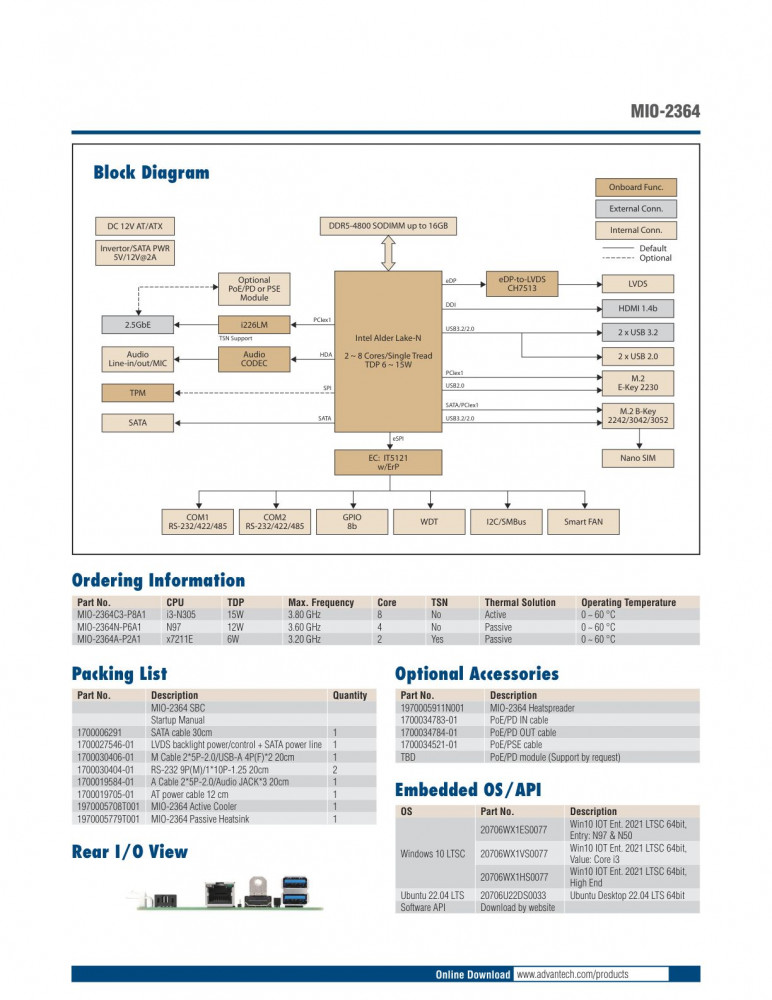 MIO-2364 technical document page 2