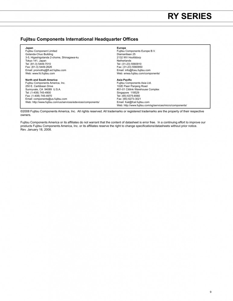 FUJITSU RY Series datasheet page 9