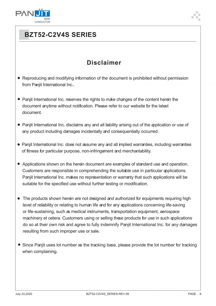 PANJIT BZT52-C2V4S series datasheet page 6