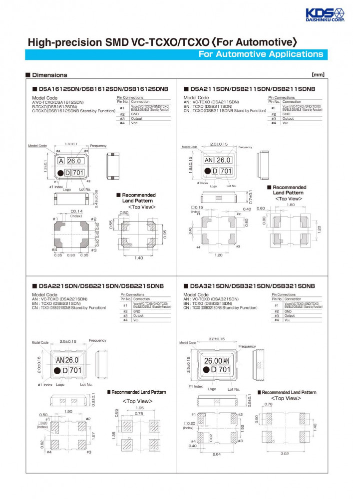 KDS automotive VC-TCXO and TCXO datasheet page 2
