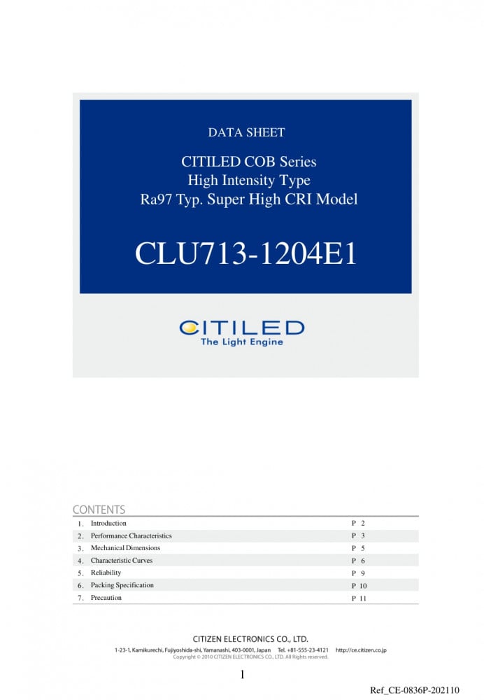 CITIZEN CLU713 datasheet page 1