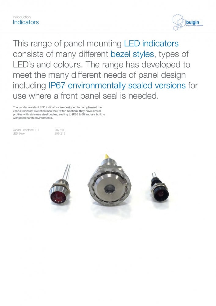 Bulgin indicator datasheet page 1