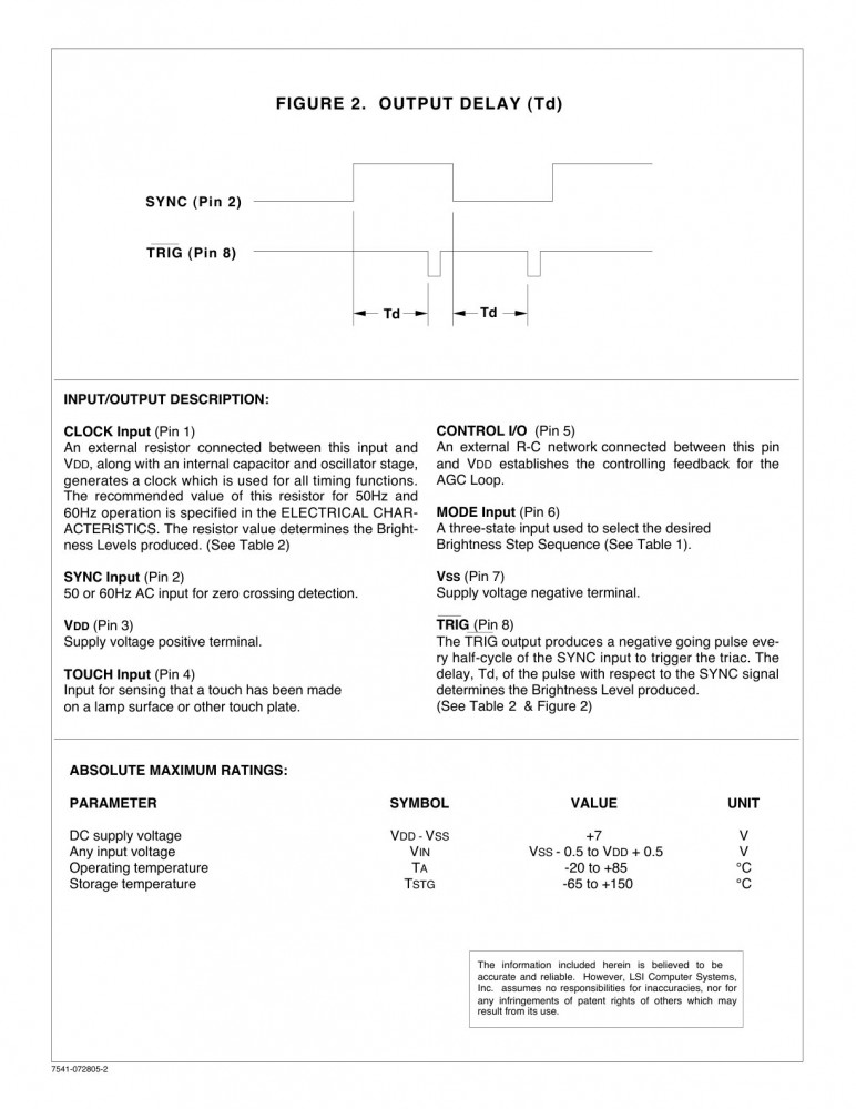 LS7541-S datasheet page 2