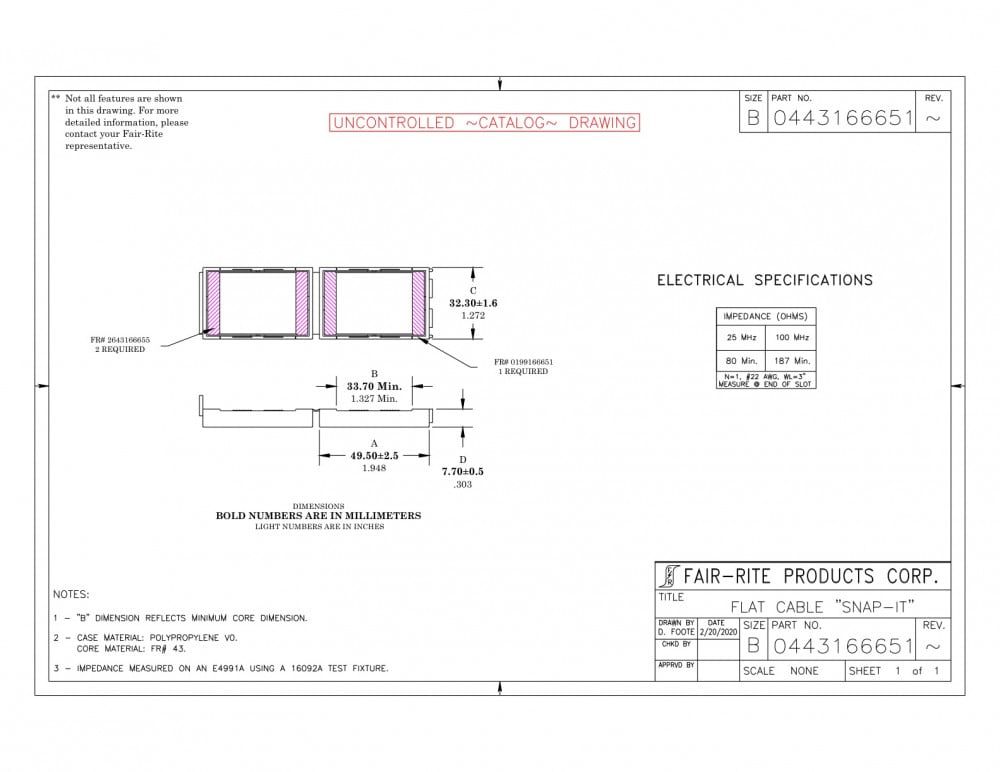 Fair-Rite 0443166651 technical drawing