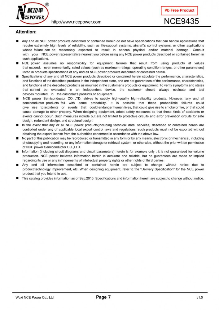 NCE9435 datasheet page 7