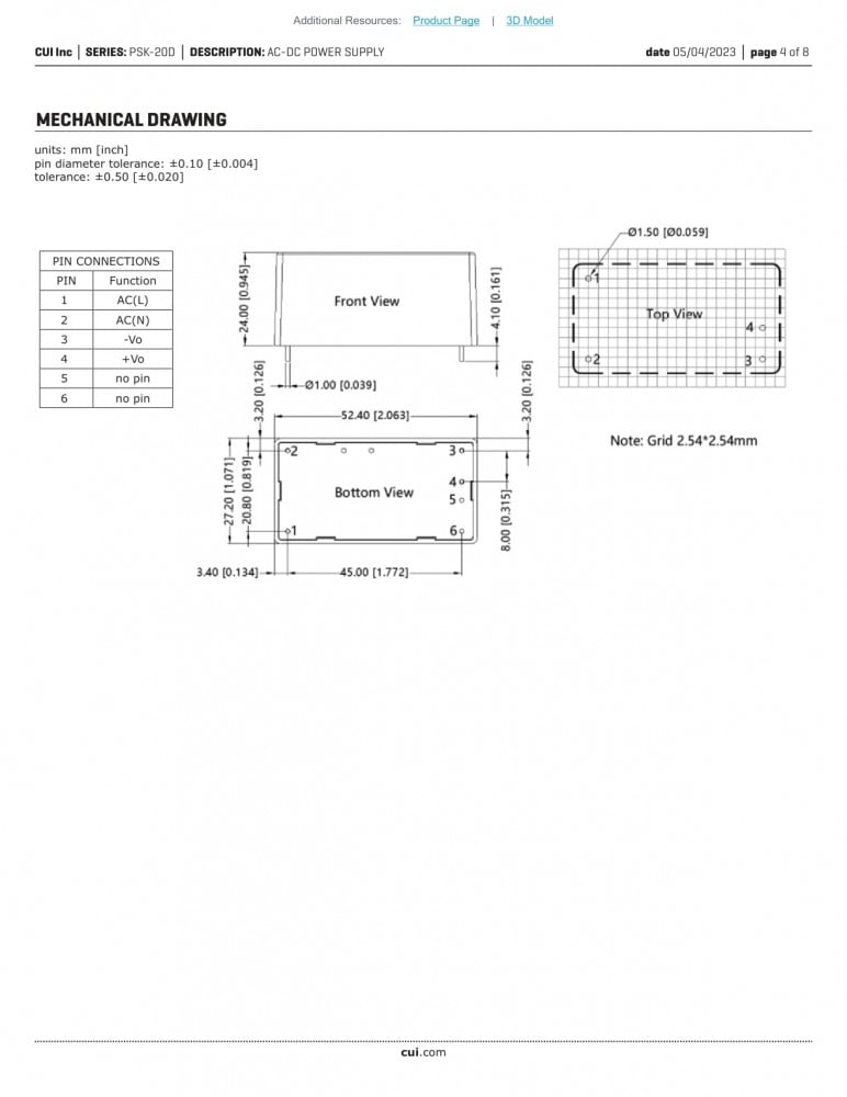 PSK-20D datasheet page 4