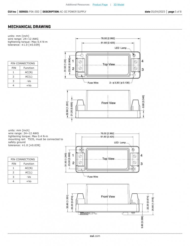 PSK-20D datasheet page 5