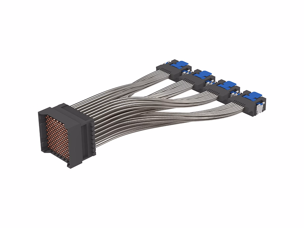 Impulse 4x16-to-4 MicroBeam 16 DP Cable Assembly, 90 Ohm, 300.00mm Length