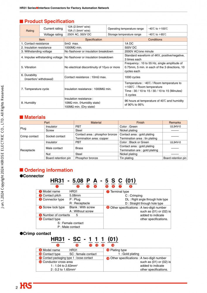 HRS HR31 datasheet page 2