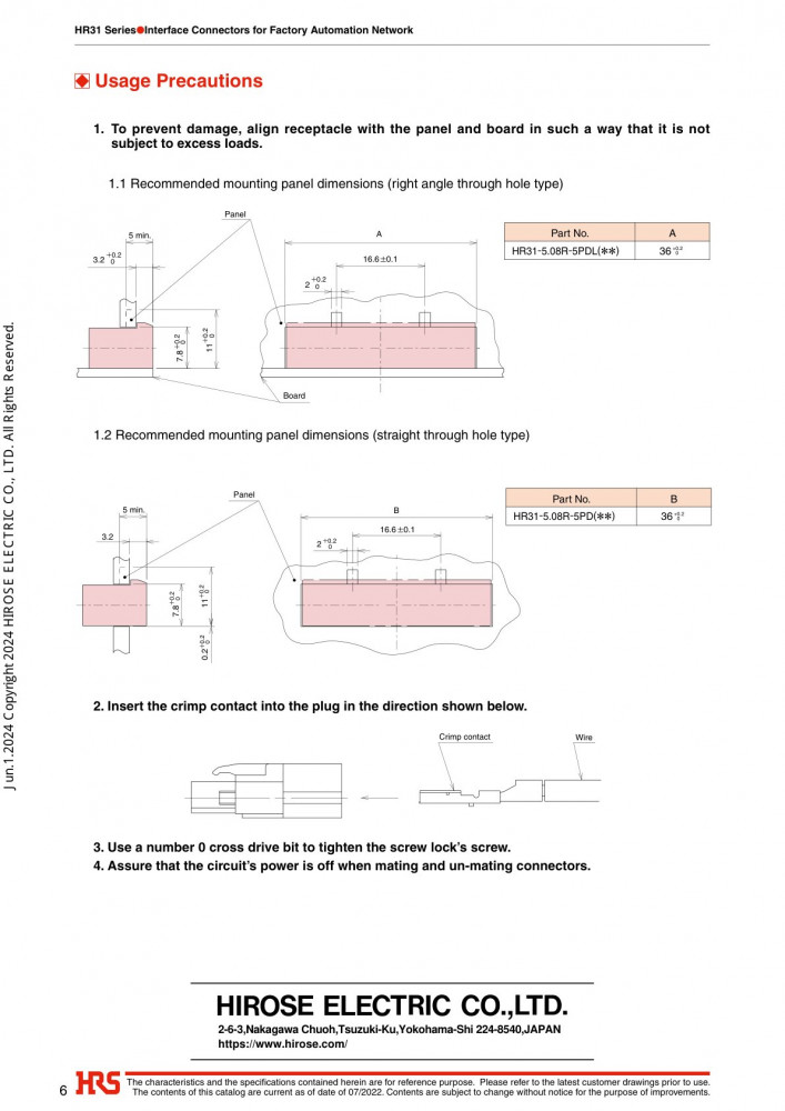 HRS HR31 datasheet page 6