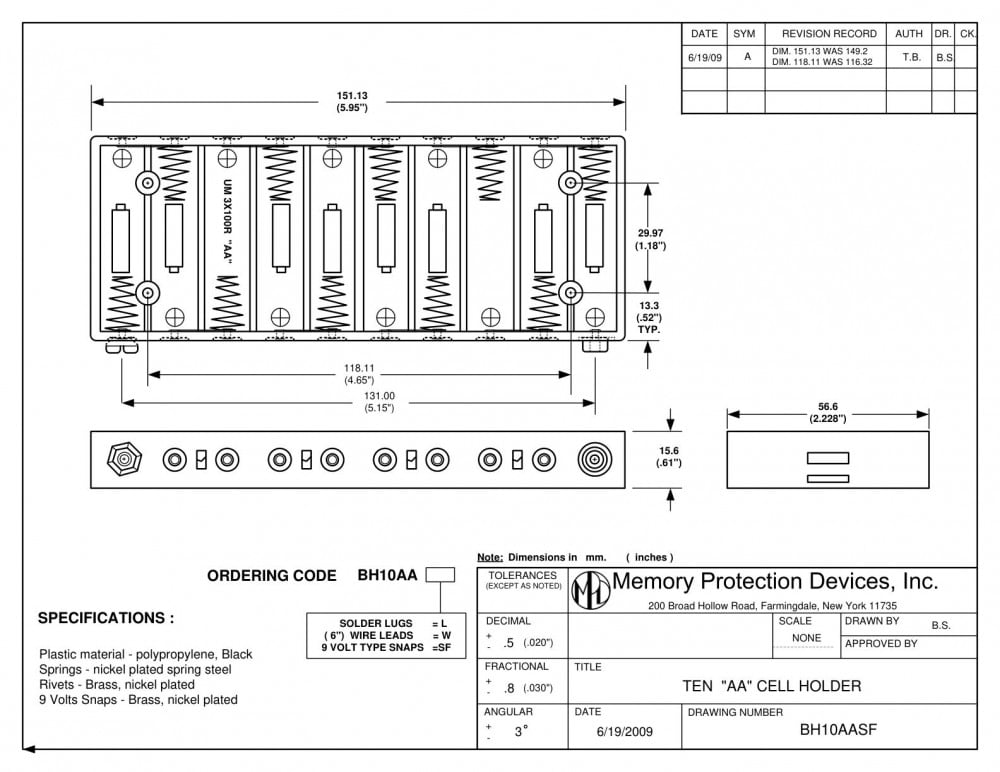 MPD BH10AASF technical drawing