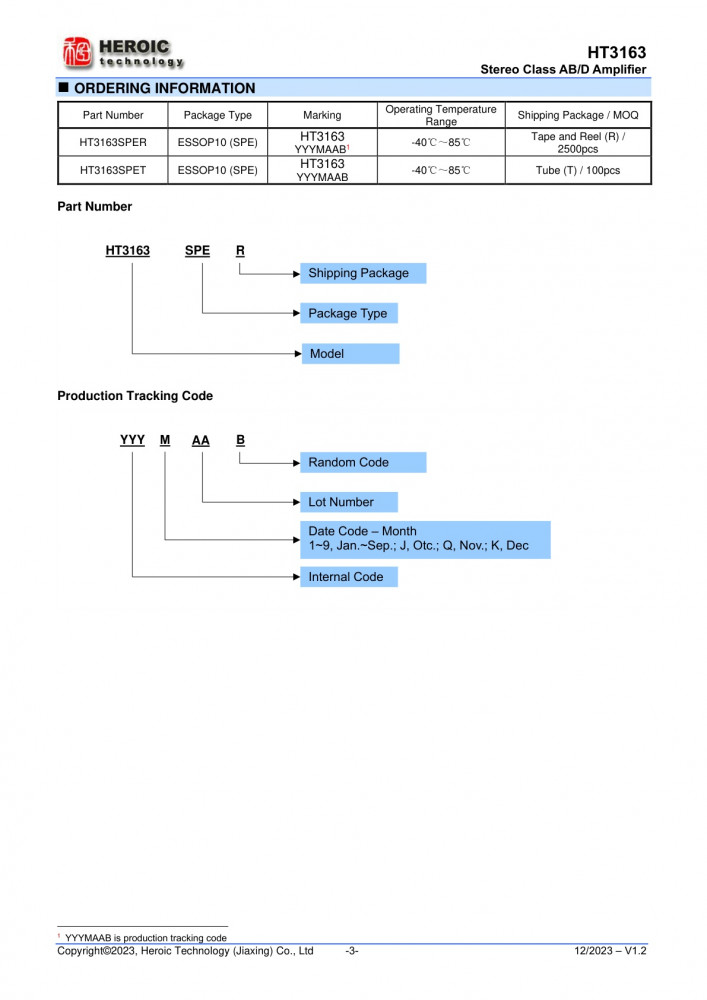 HT3163SPER datasheet page 3