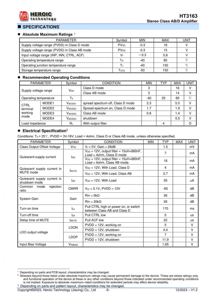 HT3163SPER datasheet page 5