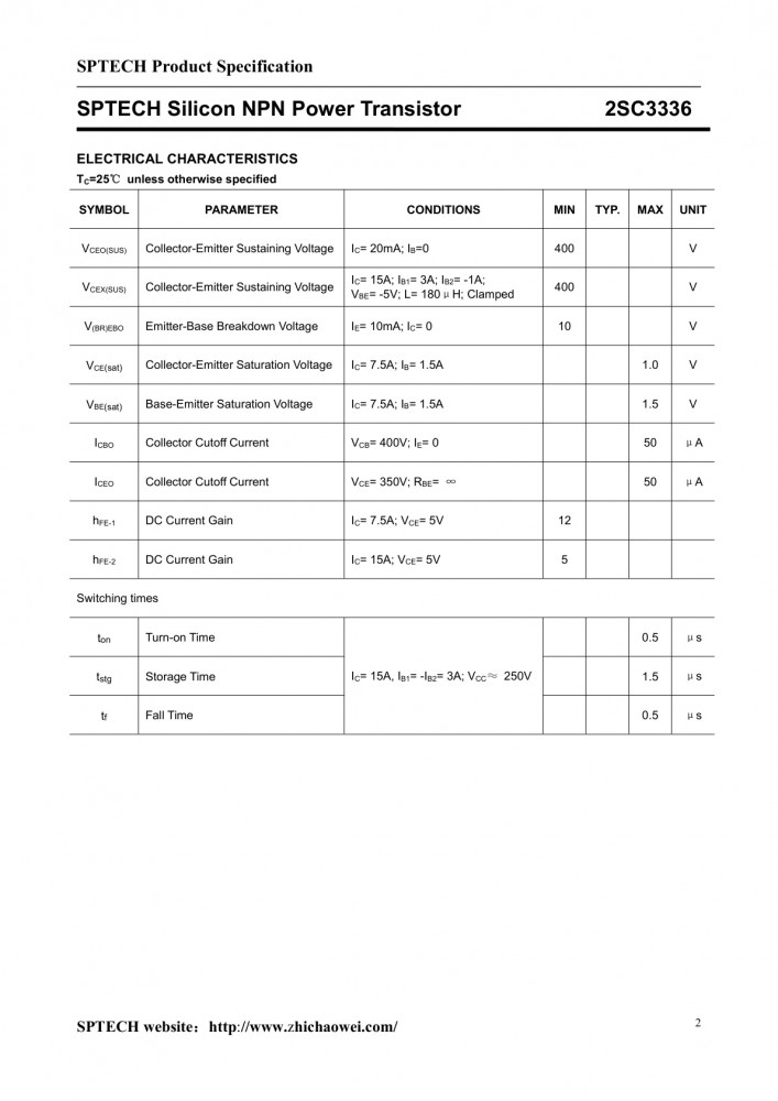 2SC3336 SPTECH datasheet page 2