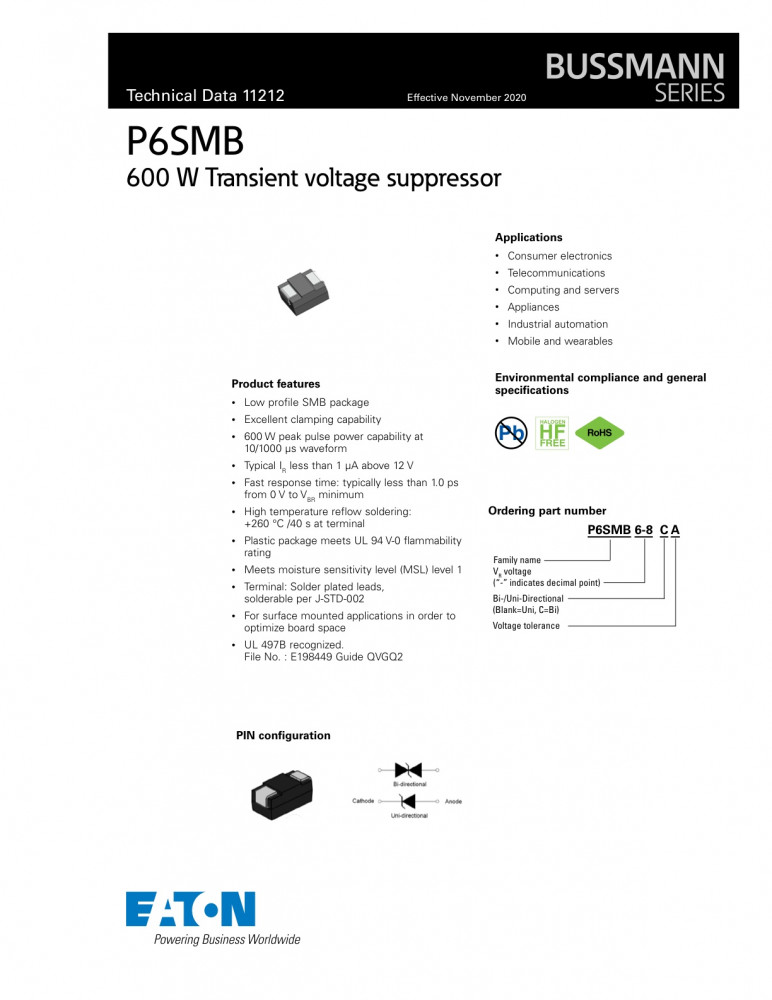 EATON P6SMB datasheet page 1