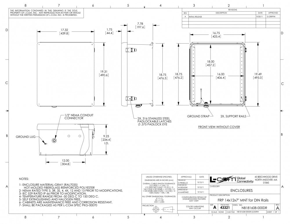 L-com NB181608-000DR technical drawing