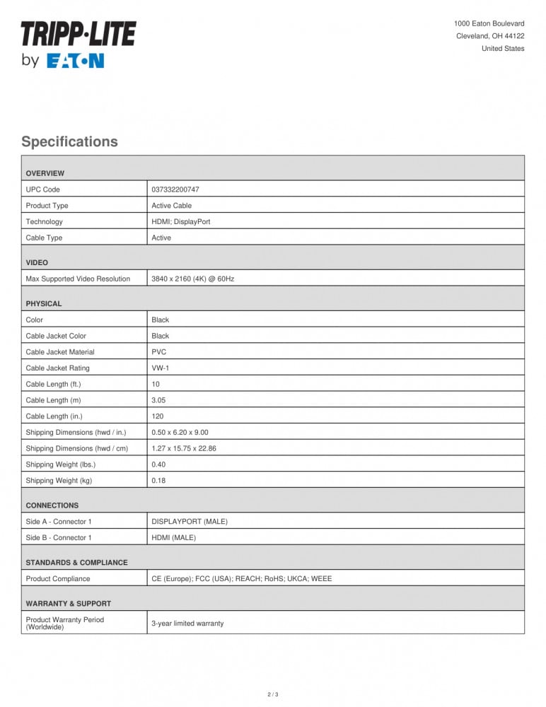 P582-010-HD-V2A technical document page 2