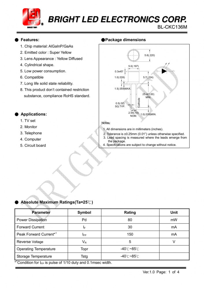 BL-CKC136M datasheet page 1