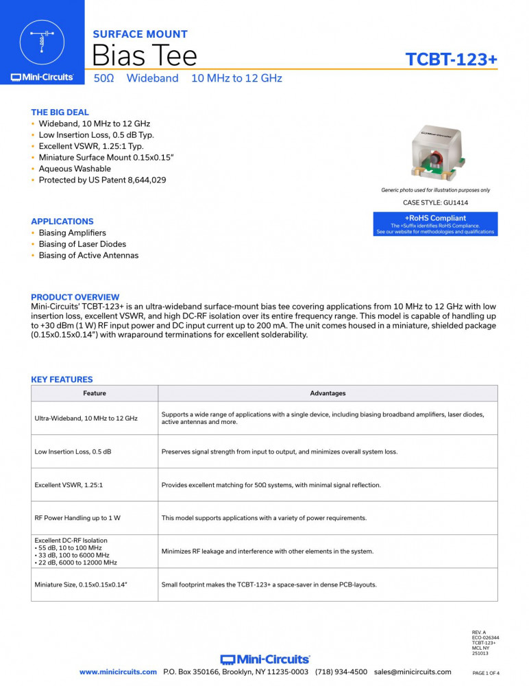 TCBT-123+ technical document page 1