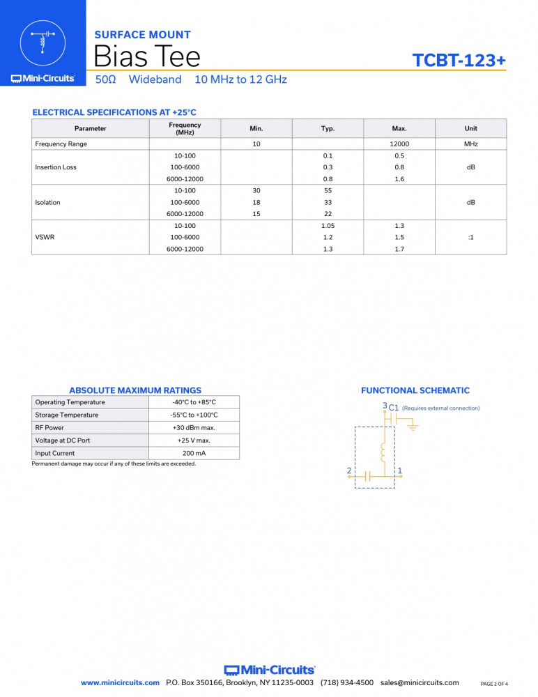 TCBT-123+ technical document page 2