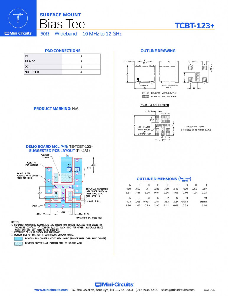 TCBT-123+ technical document page 3
