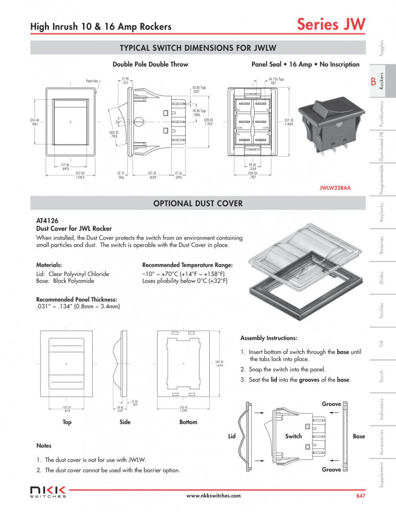 NKK JWL/JWM rocker switch documentation, page 8