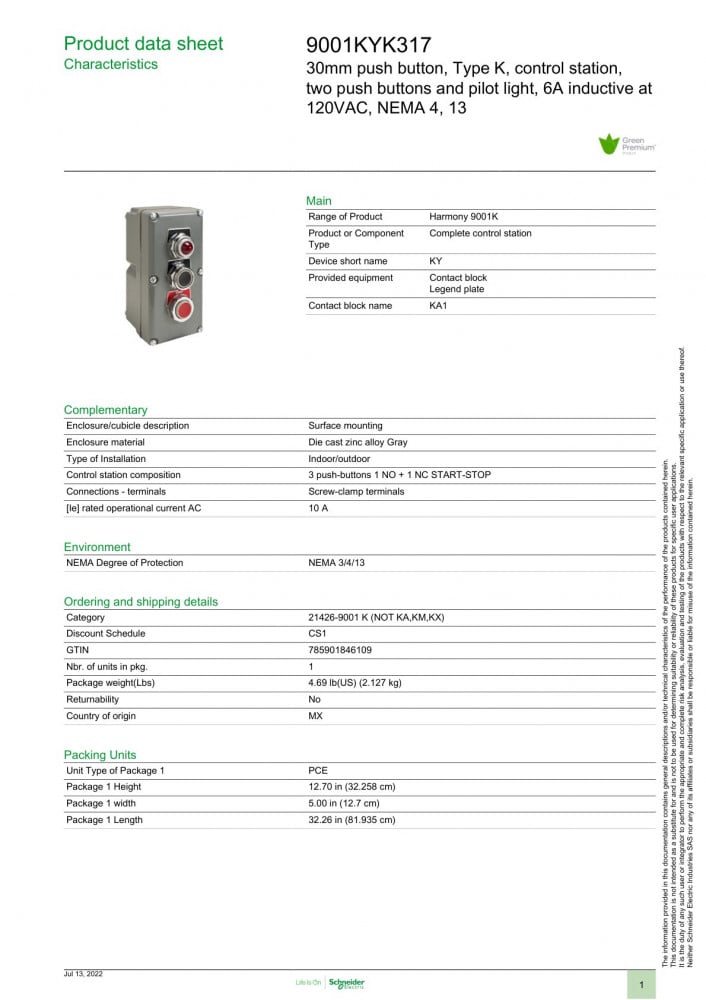 9001KYK317 technical document page 1