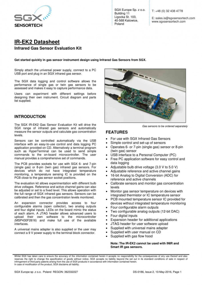 Amphenol IR-EK2 datasheet page 1