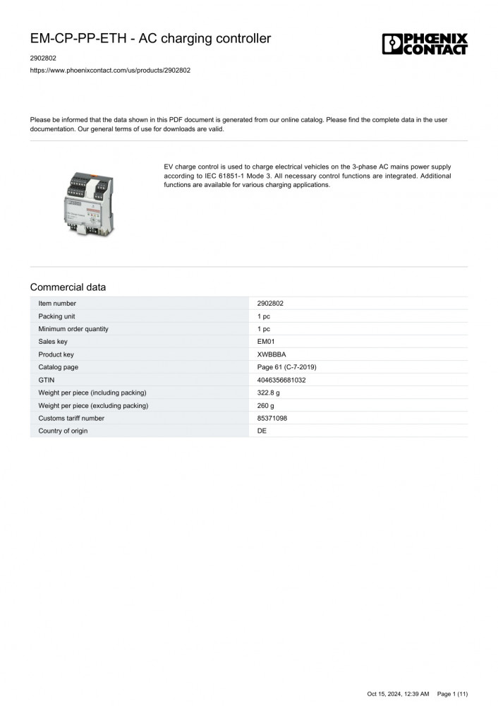 Phoenix Contact 2902802 technical document page 1