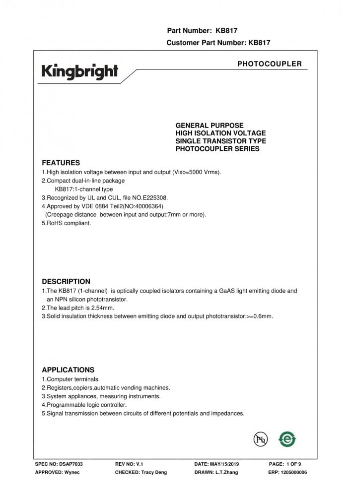 KB817 datasheet page 1
