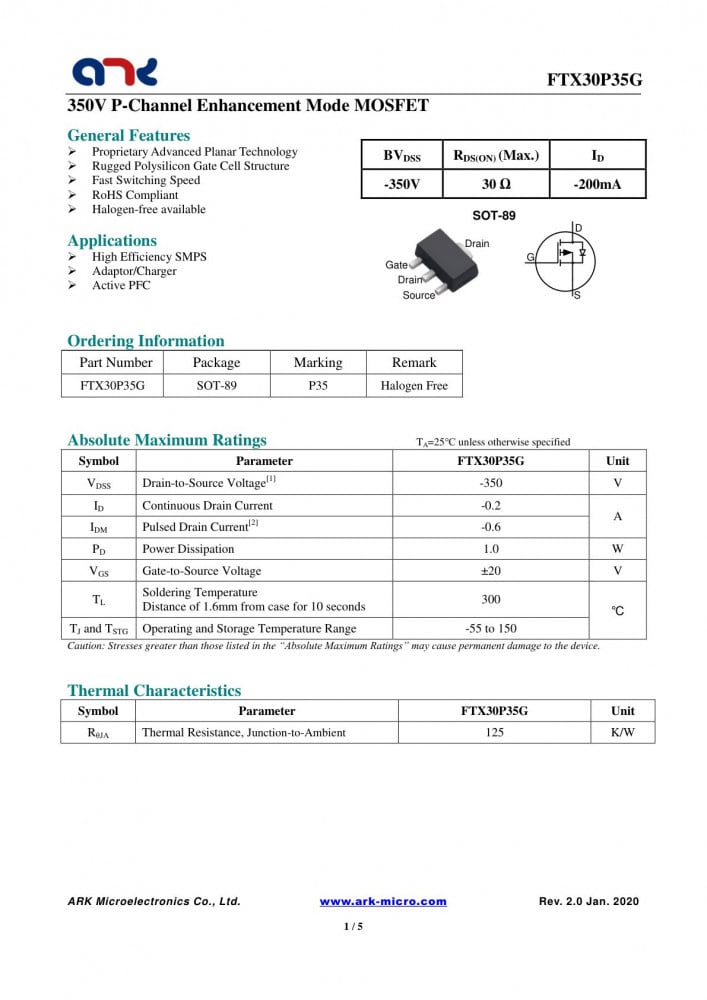 FTX30P35G datasheet page 1