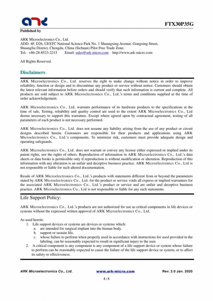 FTX30P35G datasheet page 5