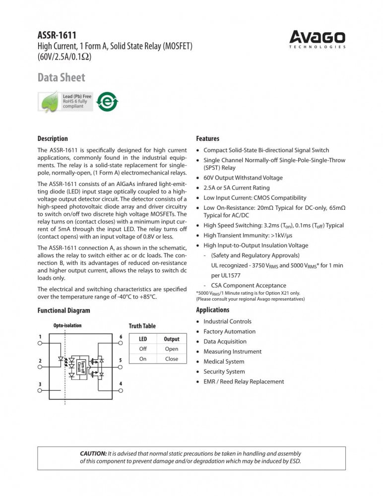 ASSR-1611-501E datasheet page 1