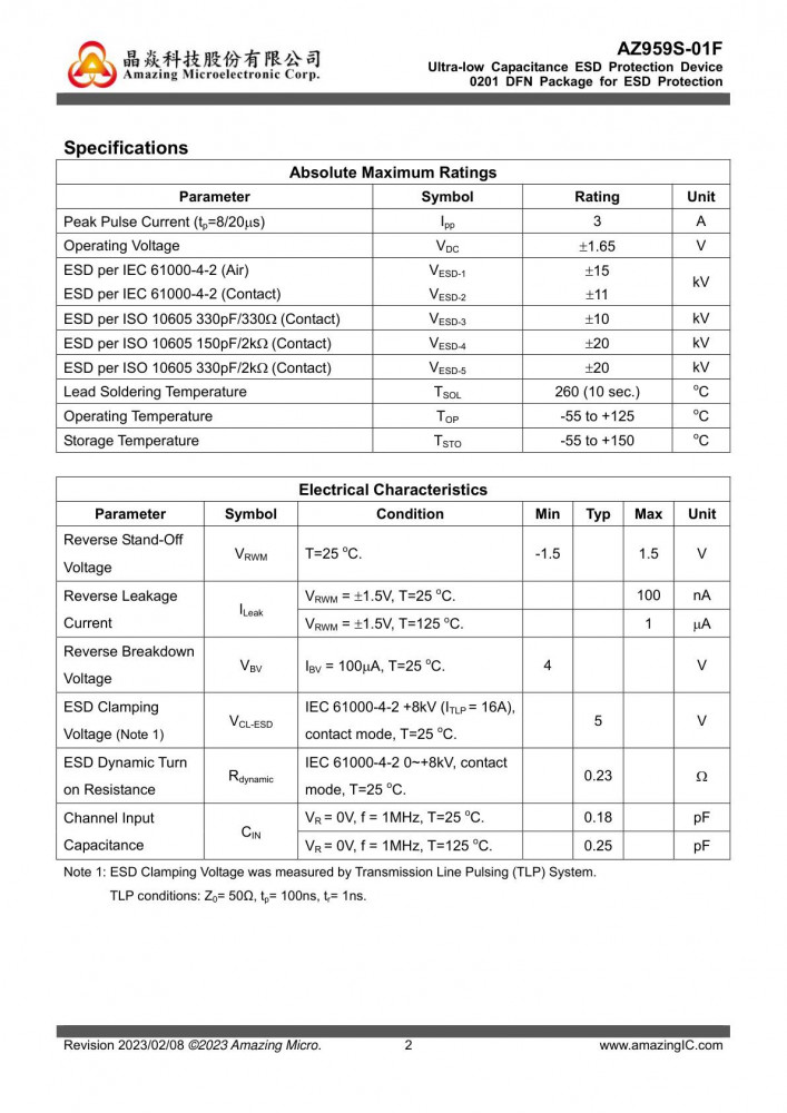 AZ959S-01F datasheet page 2