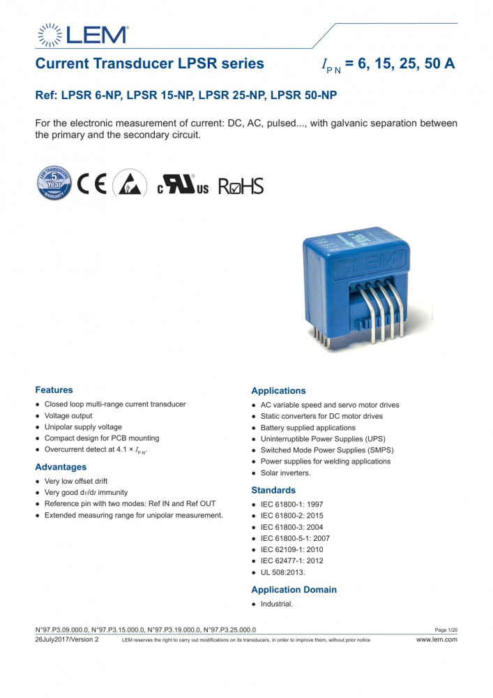 LPSR 50-NP KIT technical document page 1