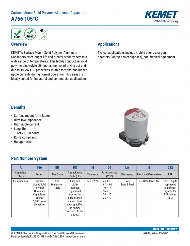 KEMET A766 datasheet page 1