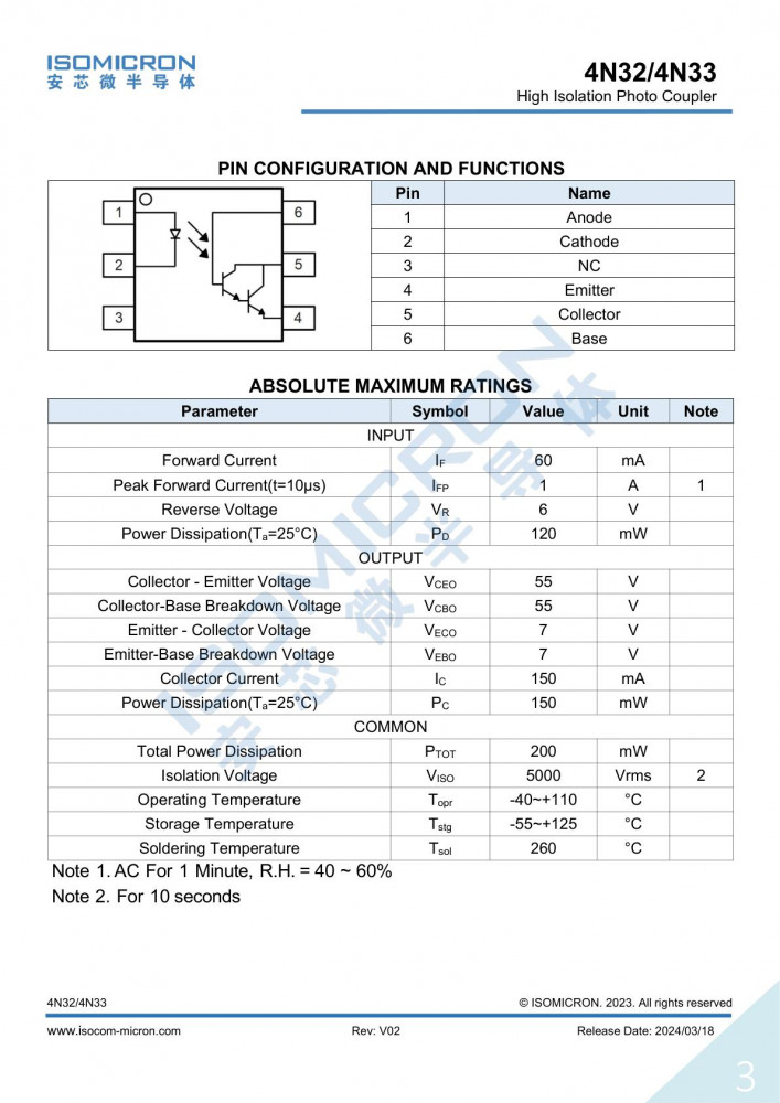 4N32-000E-AXW datasheet page 3