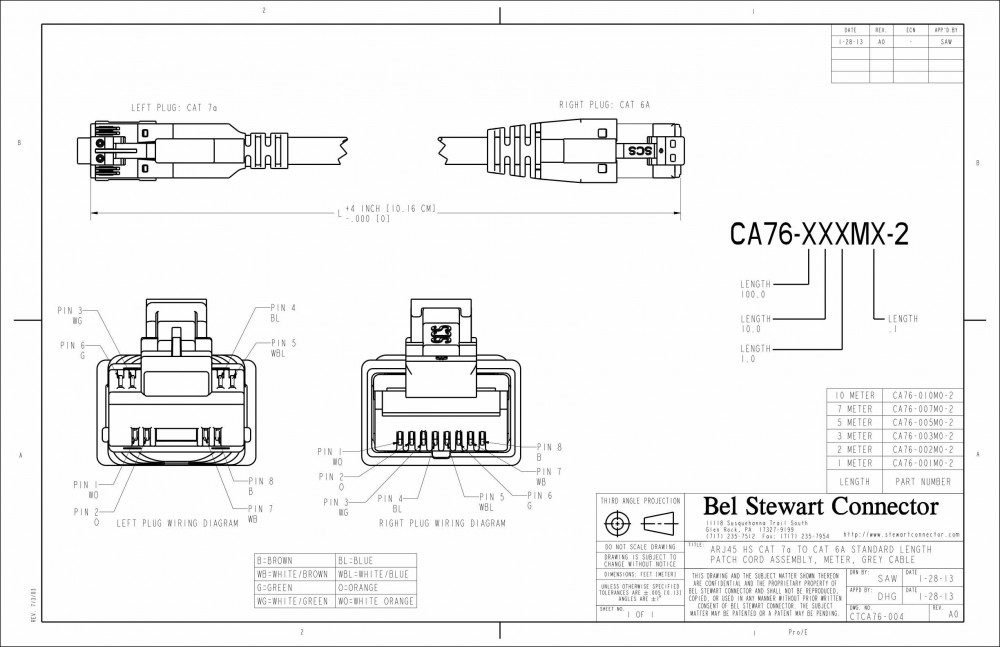 Bel Fuse CA76 series drawing page