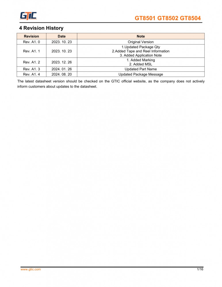 GT8501P8 datasheet page 2