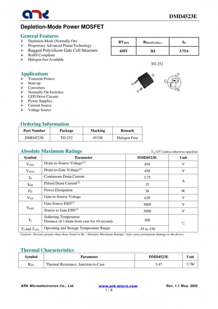 DMD4523E datasheet page 1