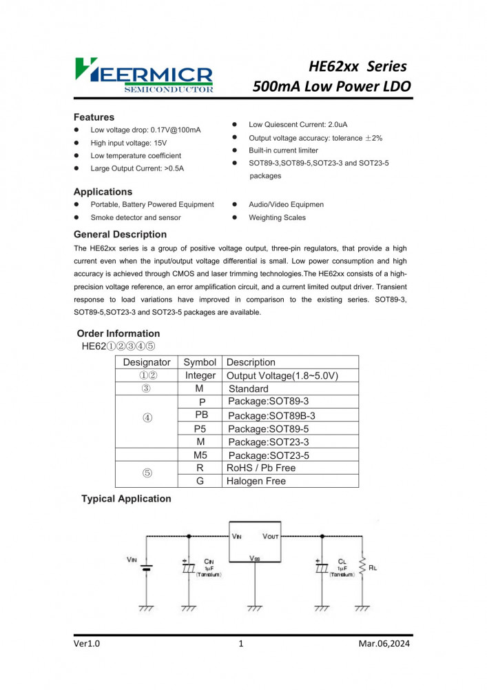 HE6236MPR datasheet page 1