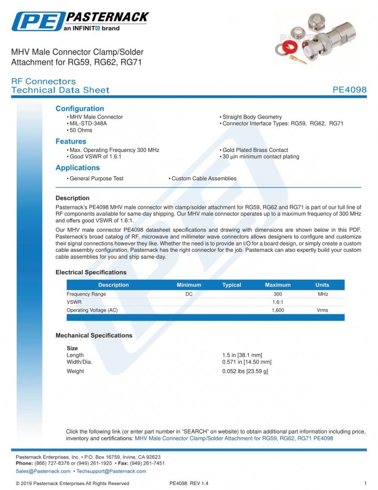 PE4098 datasheet page 1