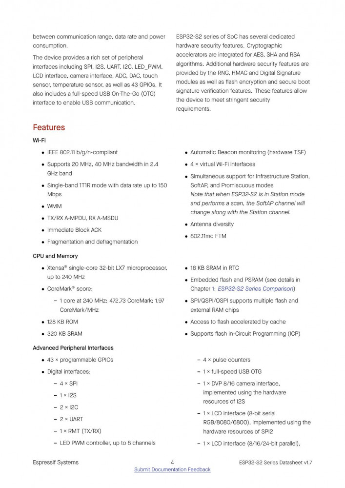 ESP32-S2 documentation page 4