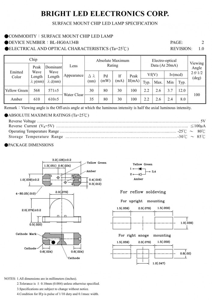 BL-HG0A134B-TRB specification page 1