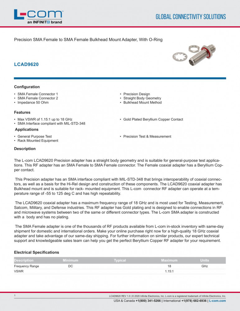 LCAD9620 datasheet page 1